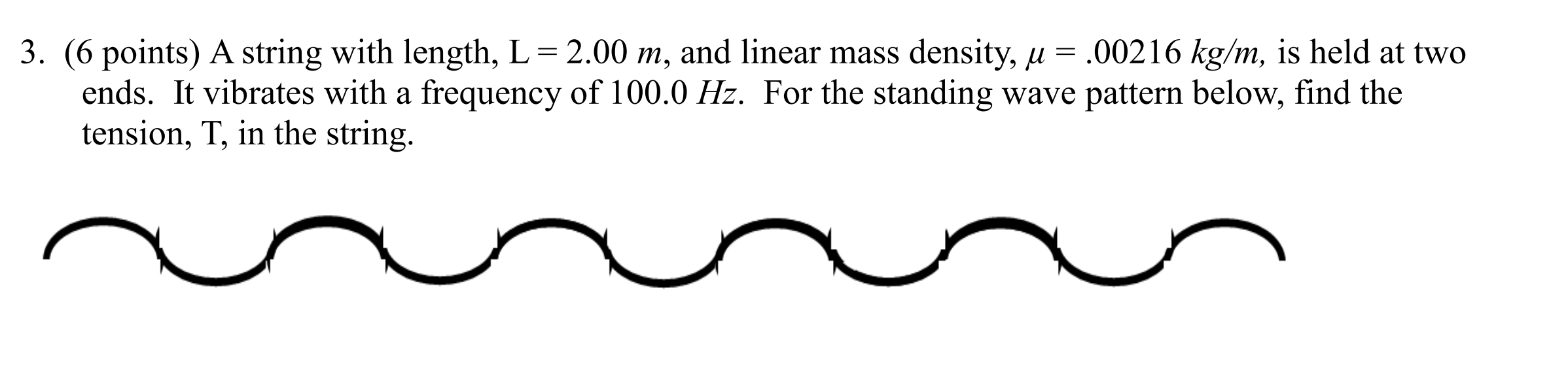 Solved (6 ﻿points) ﻿A string with length, L=2.00m, ﻿and | Chegg.com