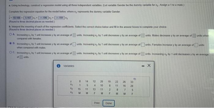 Solved Using technology, construct a regression model using | Chegg.com