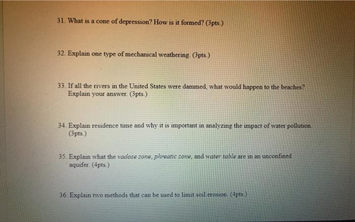 Solved 31. What is a cone of depression? How is it formed? | Chegg.com