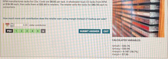 Solved RPM manufactures racks for CDs. Costs are $8.82 per | Chegg.com