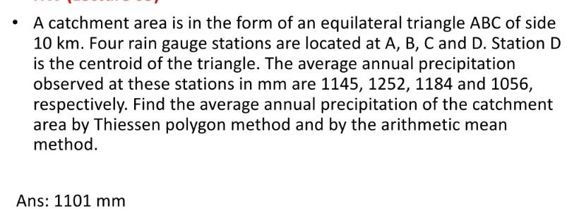 Solved - A catchment area is in the form of an equilateral | Chegg.com