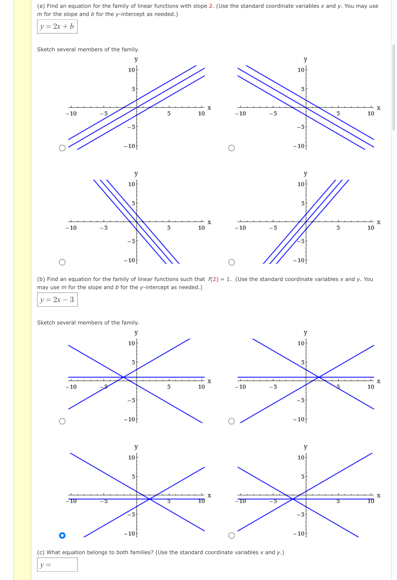 Solved (a) ﻿Find an equation for the family of linear | Chegg.com