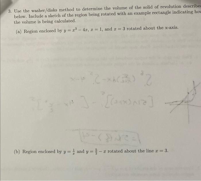 Solved 3. Use the washer/disks method to determine the | Chegg.com
