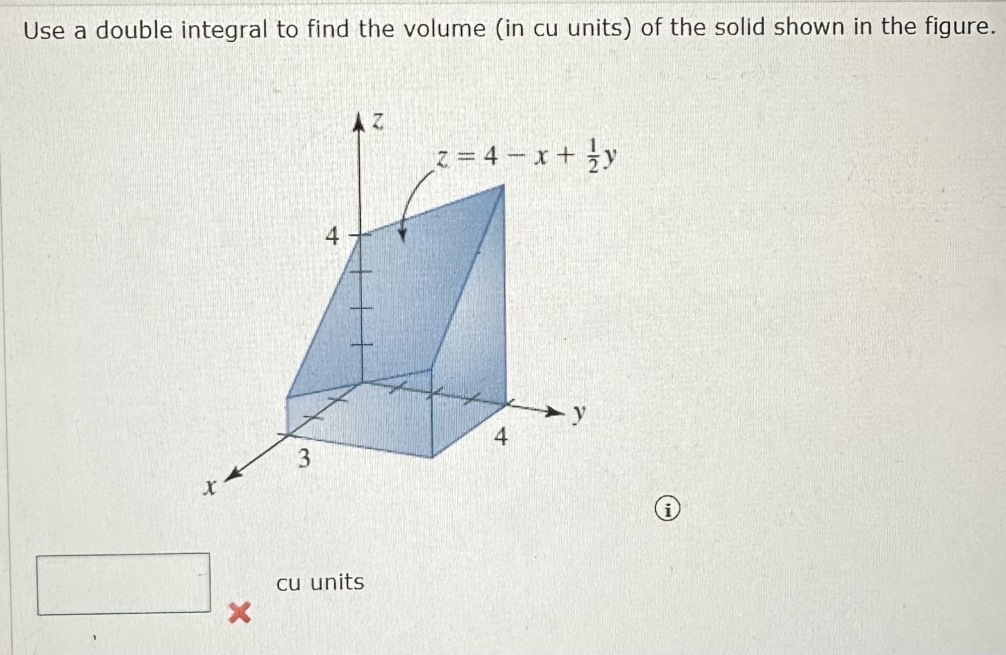 Solved Use a double integral to find the volume (in cu | Chegg.com