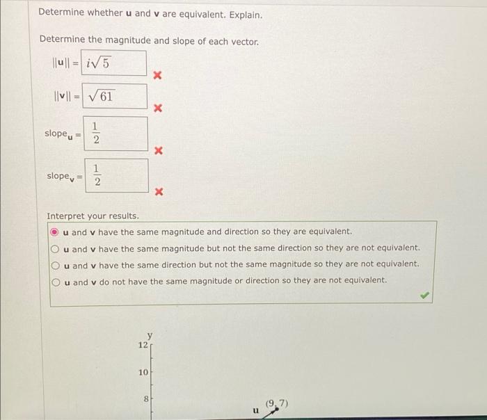 Solved Determine whether u and v are equivalent. Explain. | Chegg.com