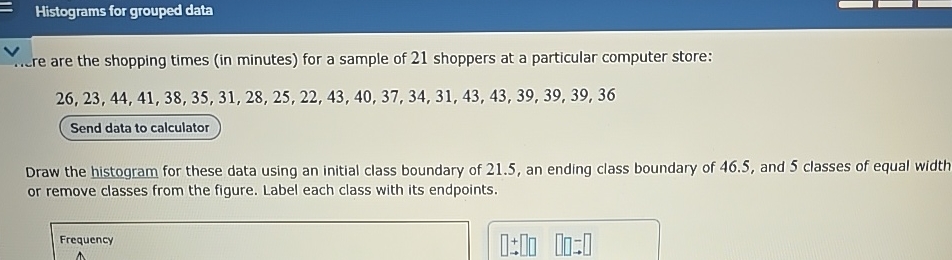 Solved Histograms for grouped data...re are the shopping | Chegg.com