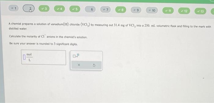 Solved A chemist prepares a solution of vanadium(III) | Chegg.com