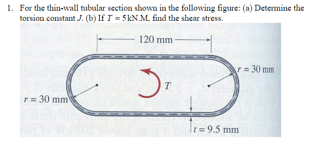 Solved For the thin-wall tubular section shown in the | Chegg.com
