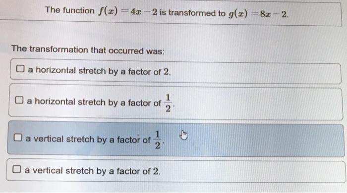 Solved When the graph of y=f(x) is stretched both vertically | Chegg.com