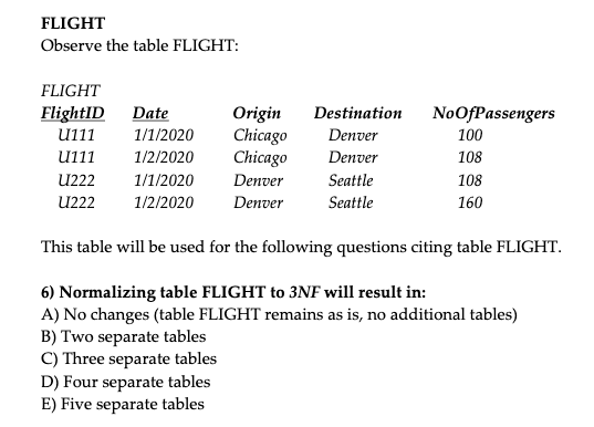 Solved FLIGHTObserve the table FLIGHT:This table will be | Chegg.com