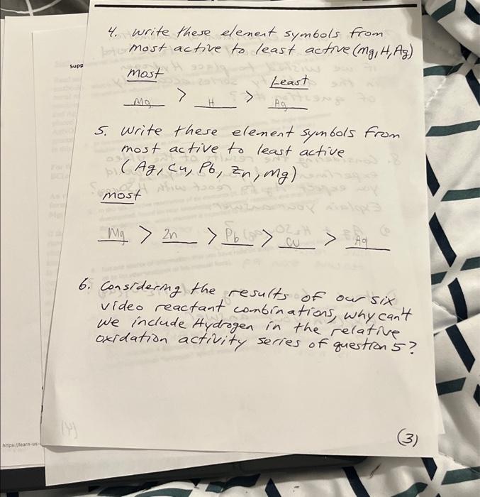 Solved Single Displacement Reactions Report Form | Chegg.com