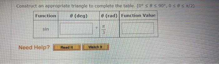 Solved Construct an appropriate triangle to complete the | Chegg.com