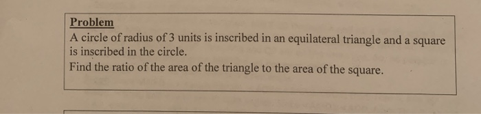 Solved A circle with a radius of 3 units is inscribed in a | Chegg.com