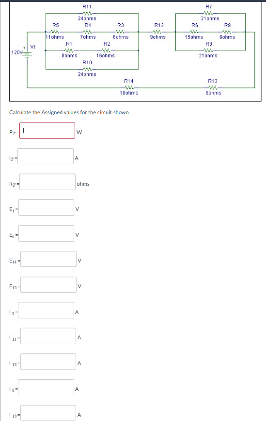 Calculate the Assigned values for the circuit shown. | Chegg.com