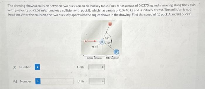 Solved The drawing shows a collision between two pucks on an | Chegg.com