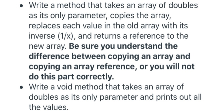 Solved • Write a method that takes an array of doubles as | Chegg.com