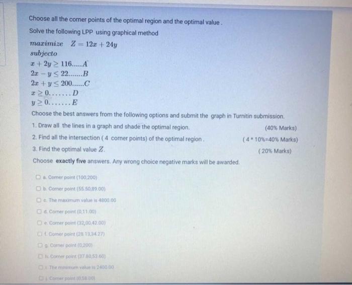 Solved Choose all the corner points of the optimal region | Chegg.com