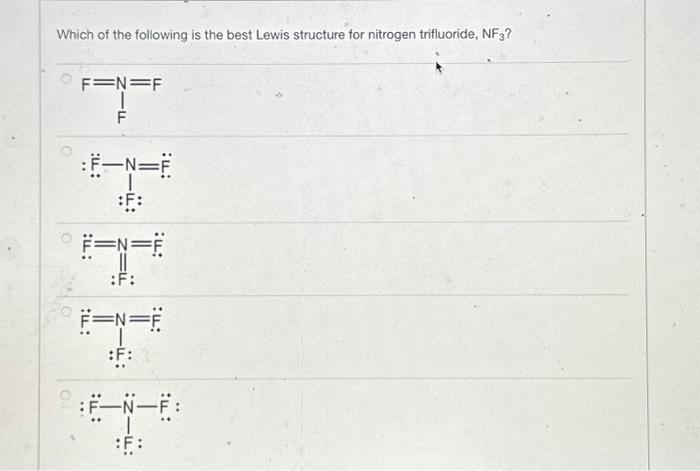 Solved Which of the following is the best Lewis structure | Chegg.com