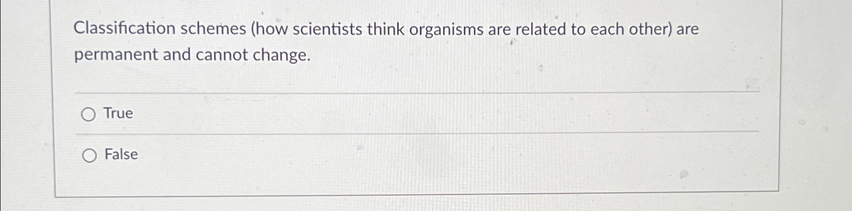 Solved Classification schemes (how scientists think | Chegg.com