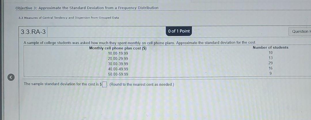 Solved Objective 3: Approximate the Standard Deviation from | Chegg.com