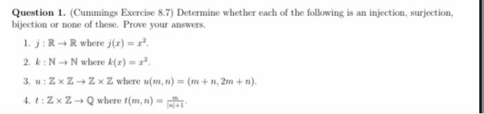 Solved Question 1. (Cummings Exercise 8.7) Determine whether | Chegg.com