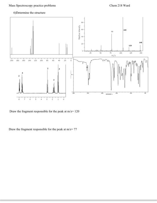 Solved Draw the fragment responsible for the peak at m/z=120 | Chegg.com
