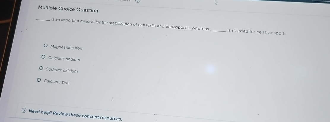 Solved Multiple Choice Question is an important mineral for | Chegg.com