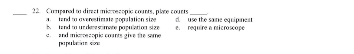 Solved Compared to direct microscopic counts, plate countsa. | Chegg.com
