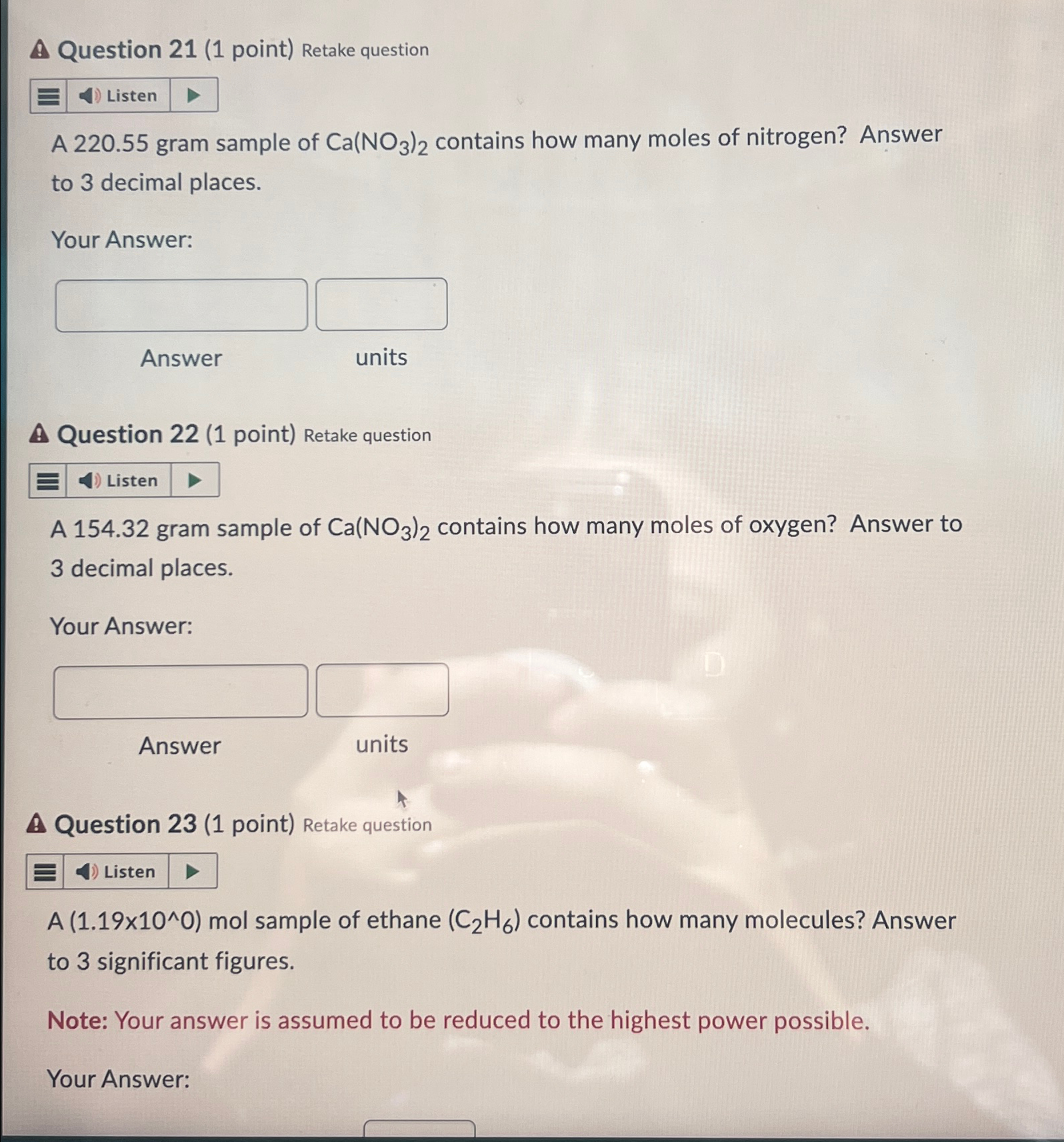 Solved Question 21 (1 ﻿point) ﻿Retake questionA 220.55 ﻿gram | Chegg.com