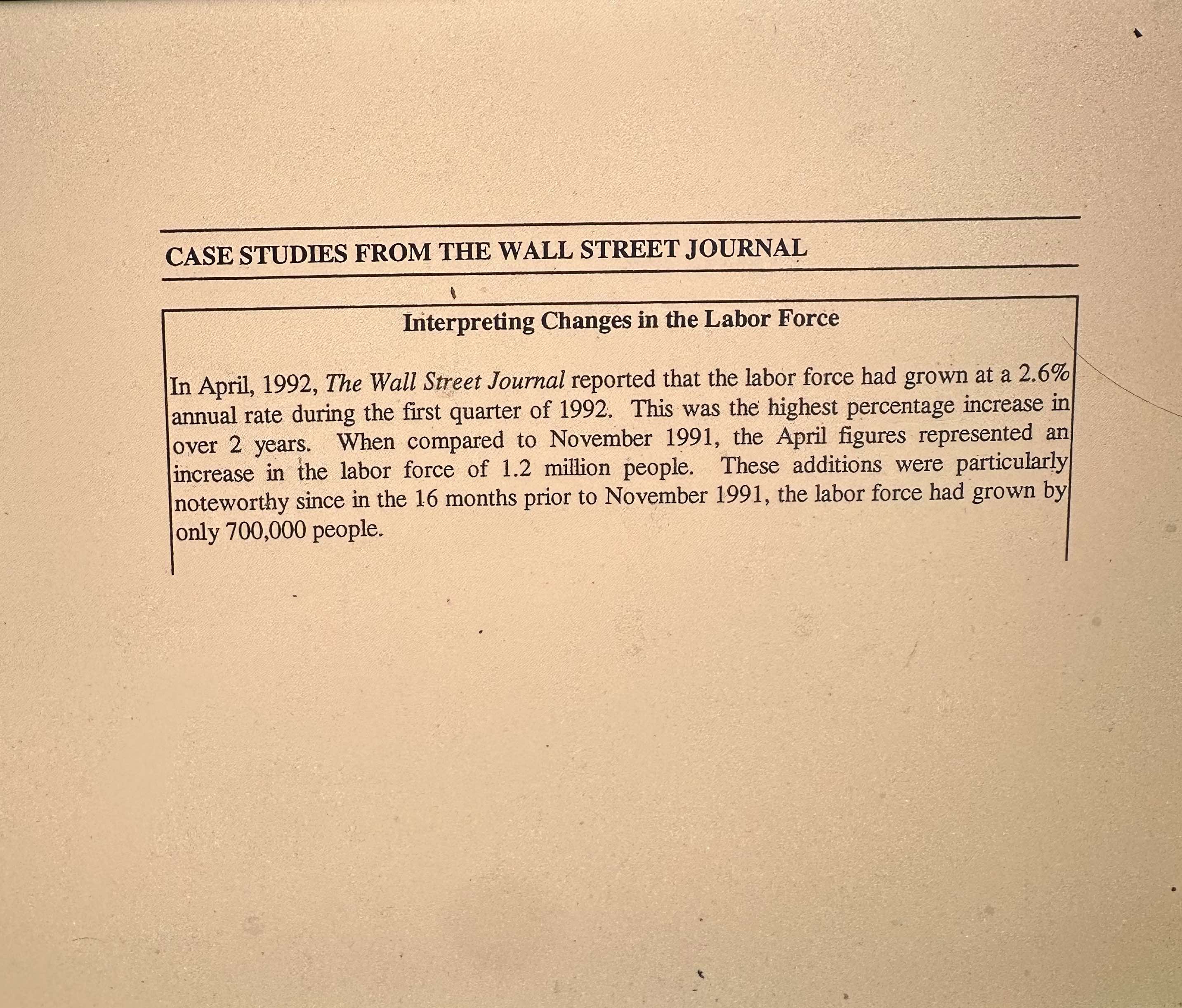 Solved CASE STUDIES FROM THE WALL STREET JOURNALInterpreting | Chegg.com