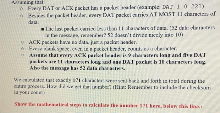 Solved Assuming that: © Every DAT or ACK packet has a packet | Chegg.com