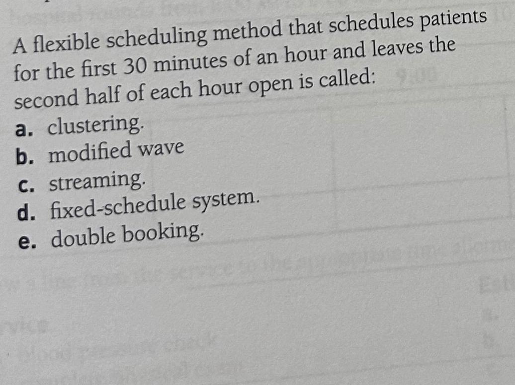 Solved A flexible scheduling method that schedules patients | Chegg.com