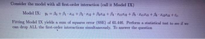 Consider the model with all first-order interaction | Chegg.com