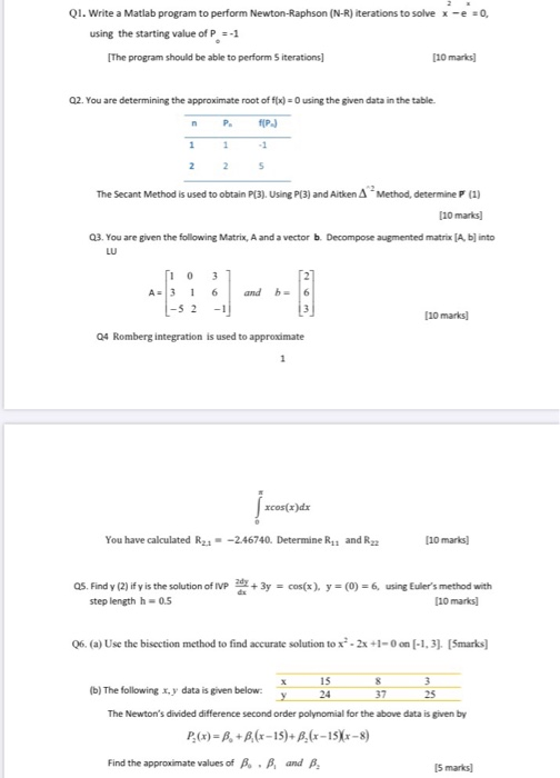 Solved use Newton-Raphson iterations to solve x^2 – e^x = 0, | Chegg.com