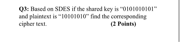 Solved Q3: Based on SDES if the shared key is "0101010101” | Chegg.com