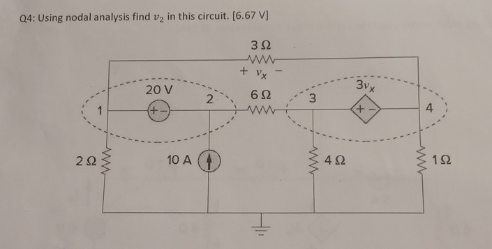 Solved Q4: Using nodal analysis find v2 ﻿in this circuit. | Chegg.com