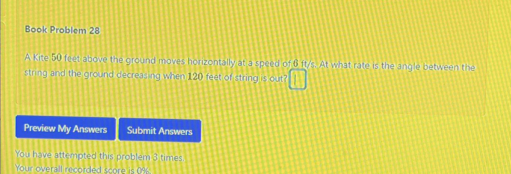 Solved Book Problem 28A Kite 50 ﻿feet above the ground moves | Chegg.com