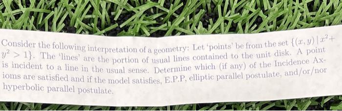 Solved Consider the following interpretation of a geometry: | Chegg.com