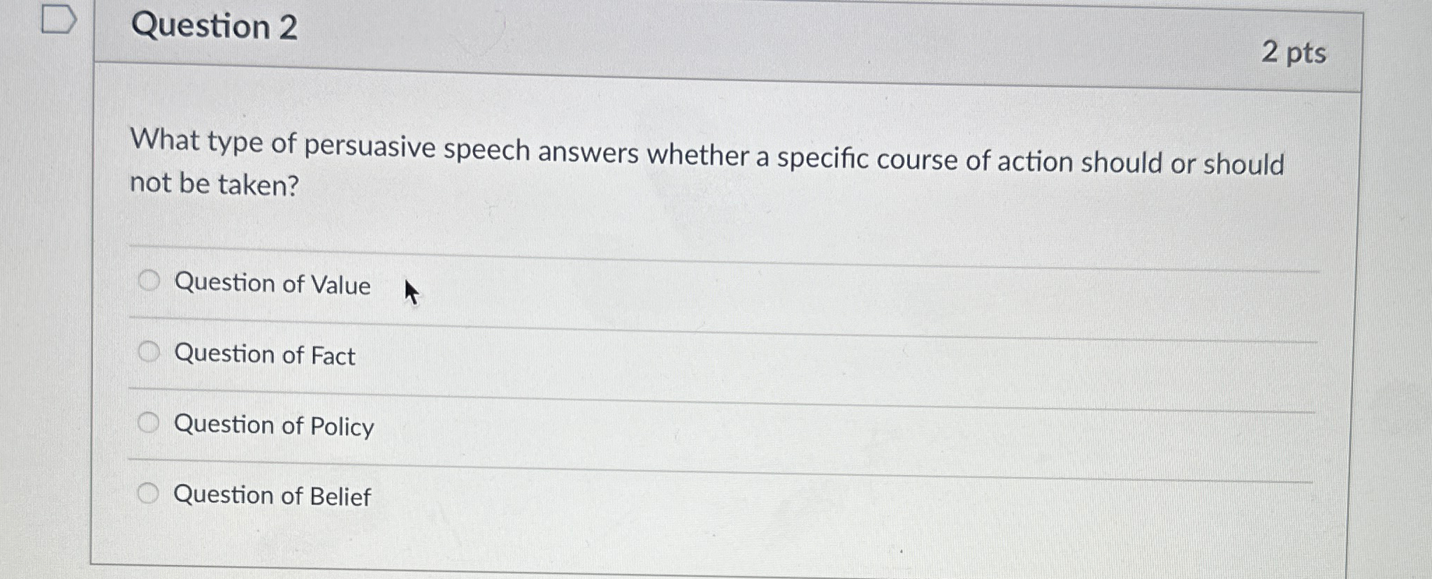 Solved Question 22 ﻿ptsWhat type of persuasive speech | Chegg.com