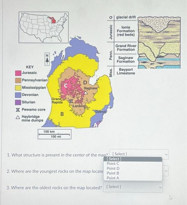 Solved 1.What structure is present in the center of the map? | Chegg.com