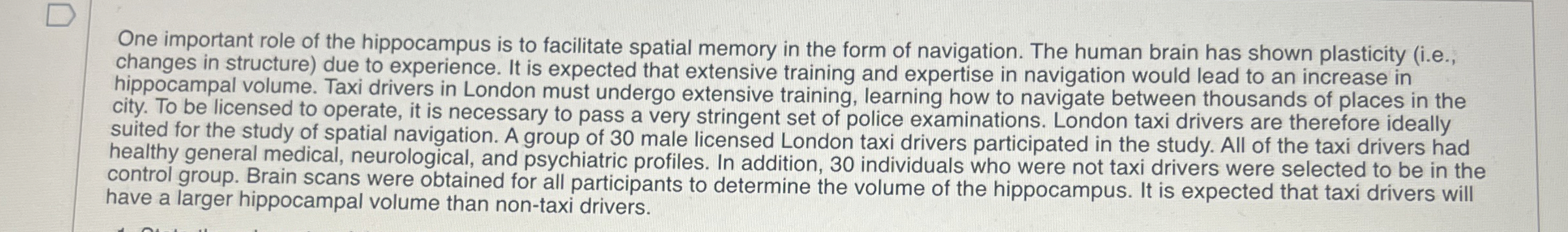 Solved One important role of the hippocampus is to | Chegg.com