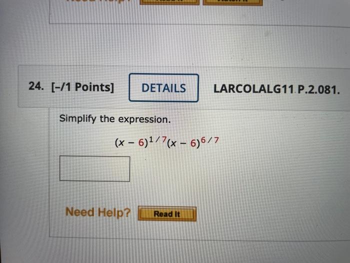 Solved 24. [-/1 Points] DETAILS LARCOLALG11.P.2.081. | Chegg.com