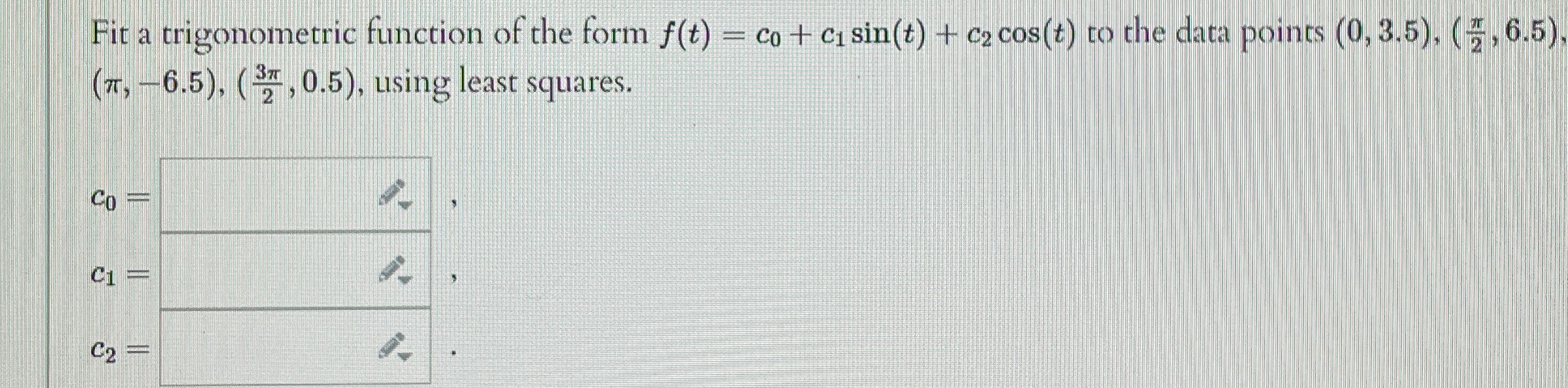 Solved Fit a trigonometric function of the form | Chegg.com