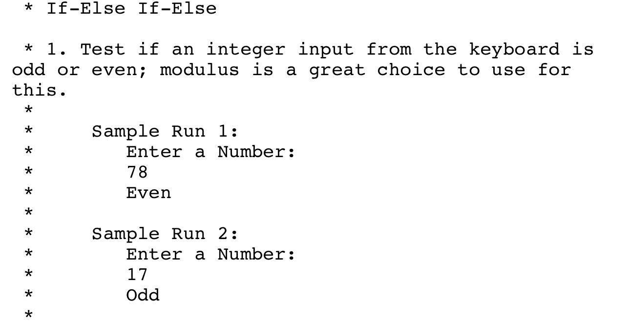 Solved If-Else If-ElseTest if an integer input from the | Chegg.com