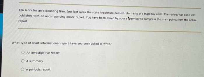 Solved Informational reports provide summaries and describe | Chegg.com