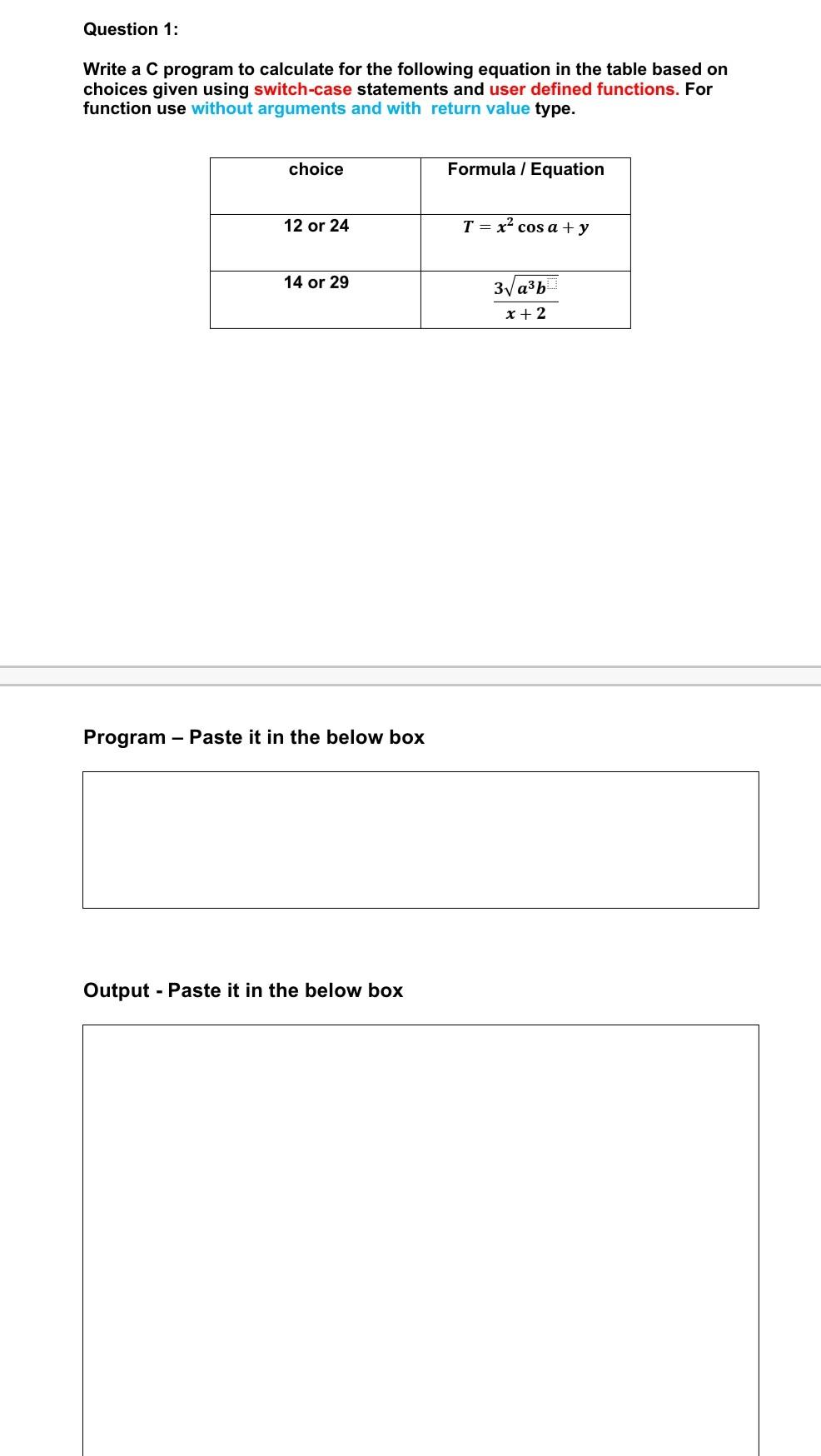 Solve This Question C Program Switch Case And Use 1334