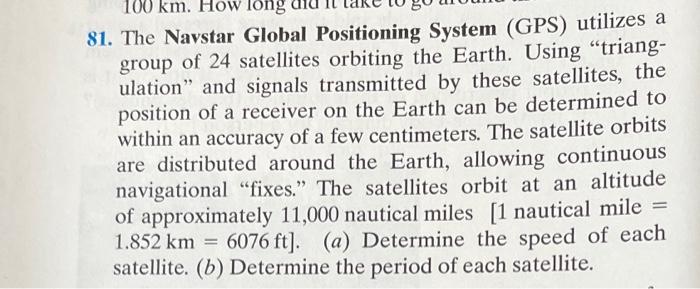 Solved 81. The Navstar Global Positioning System (GPS) | Chegg.com