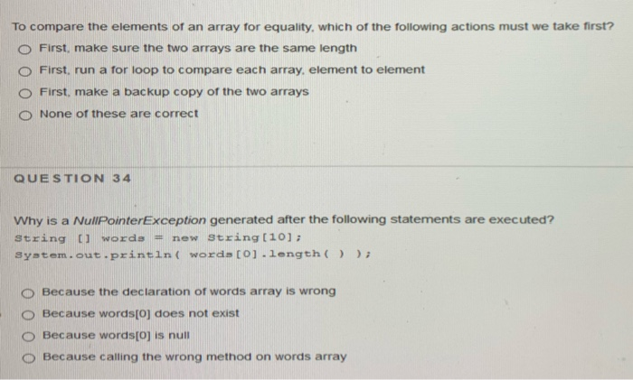 Solved To compare the elements of an array for equality, | Chegg.com