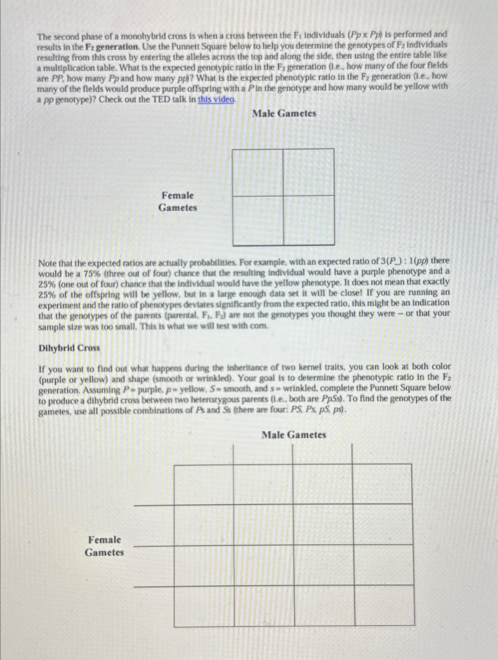 Solved The second phase of a monohybrid cross is when a | Chegg.com