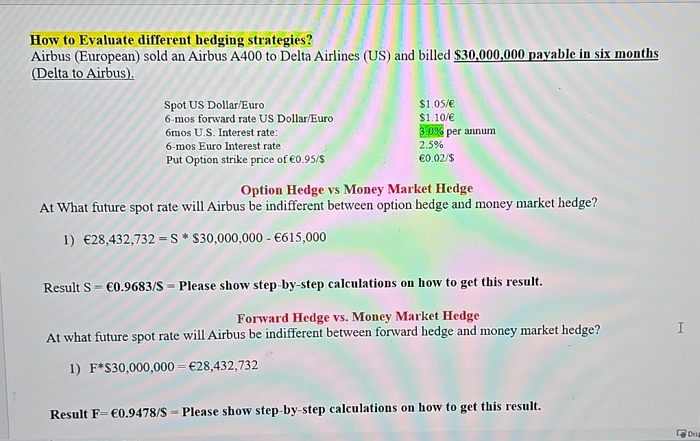 Solved How to Evaluate different hedging strategies?Airbus | Chegg.com